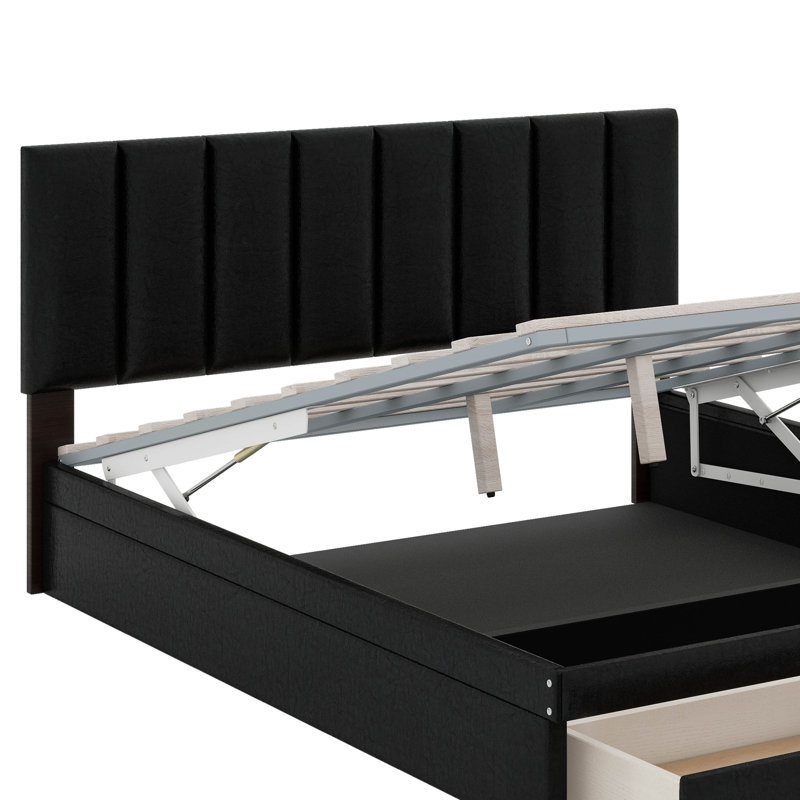 Latitude Run® Mekai Upholstered Bed With Hydraulic Storage System And Drawer Wayfair